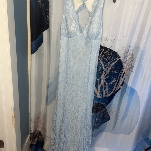 Morgan & Co. | Dresses | Morgan Co Light Blue Lace Maxi Dress | Poshmark